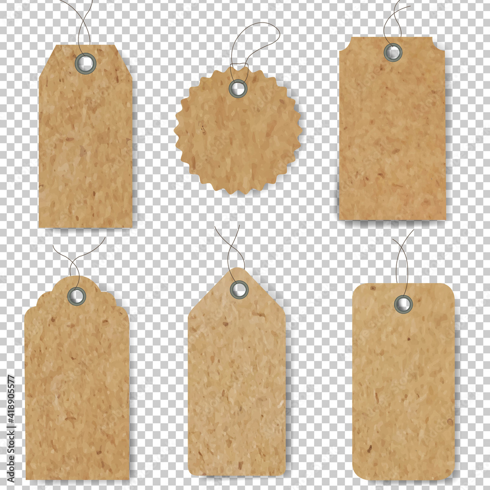 Old Paper Price Tag Set Isolated Transparent Background With Gradient ...