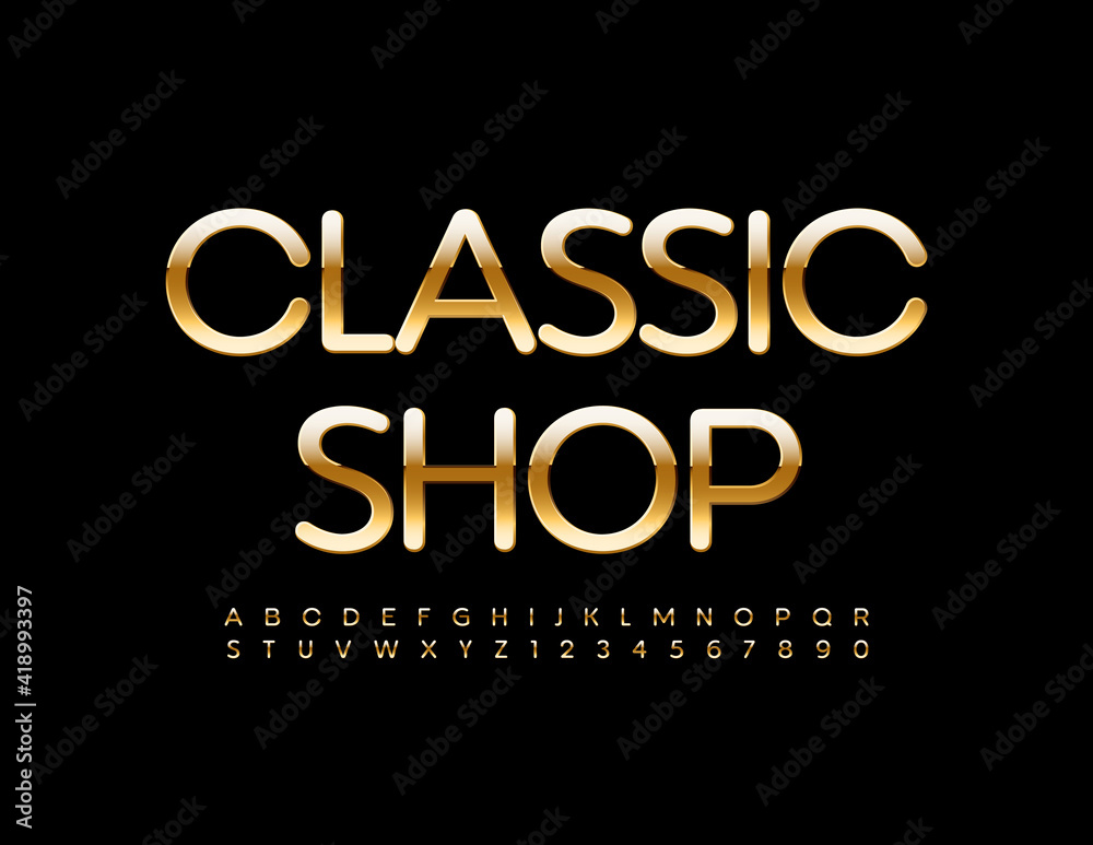 Vector elite logo Classic Shop. Chic elegant Font. Luxury Gold Alphabet ...