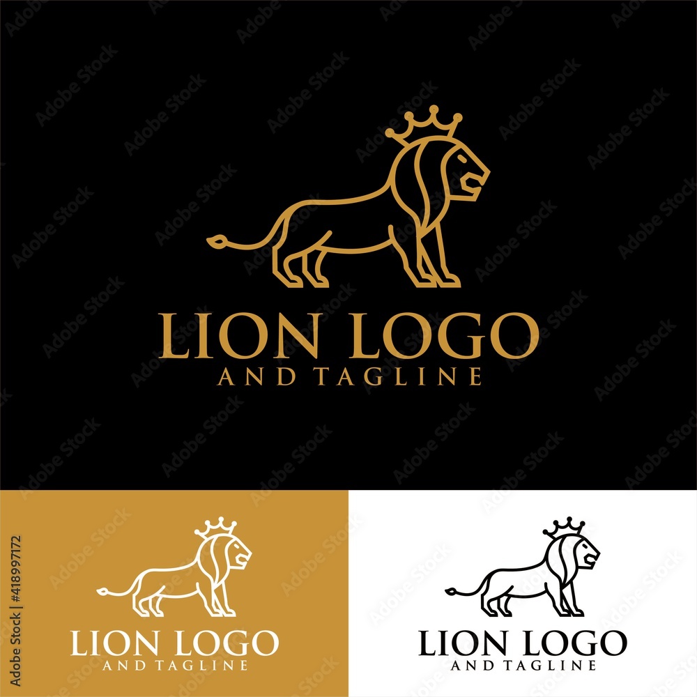 unique lion logo illustration, Lion logo vector. Lion line art logo ...