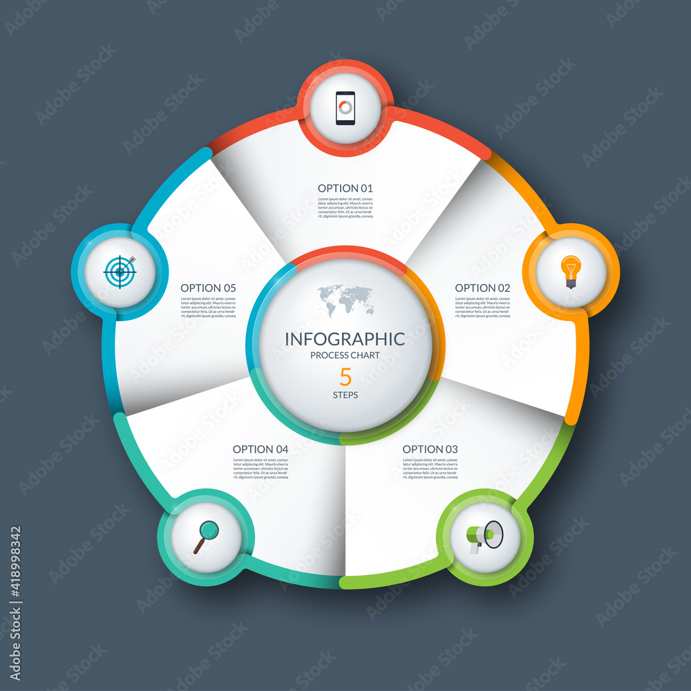 Infographic circle, process chart, cycle diagram. 5 steps. Vector ...