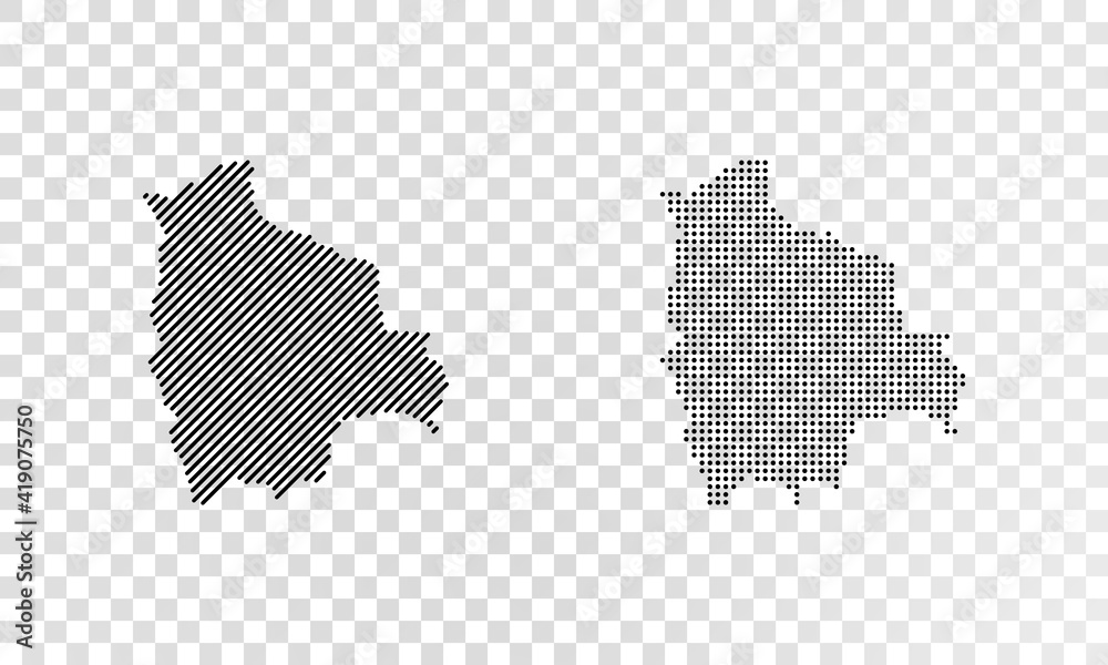 Set of abstract maps of Bolivia. Dot and line map of Bolivia. Vector ...