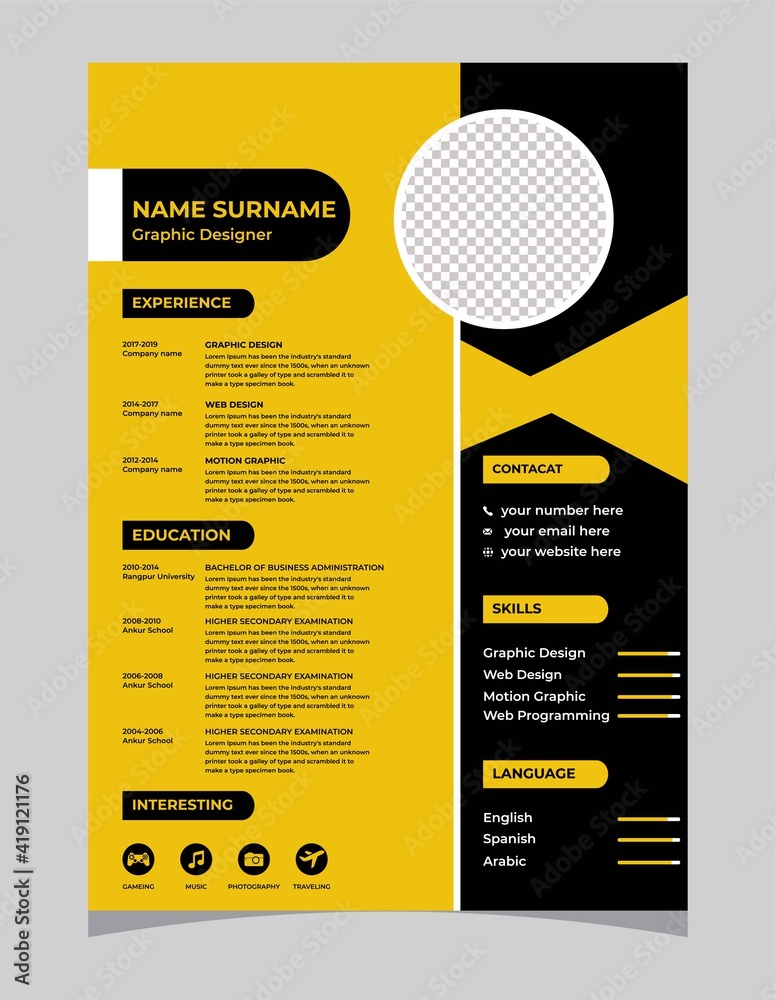 Praca wektorowa bez tantiem: Cv,resume,curriculum vitae, Letterhead ...