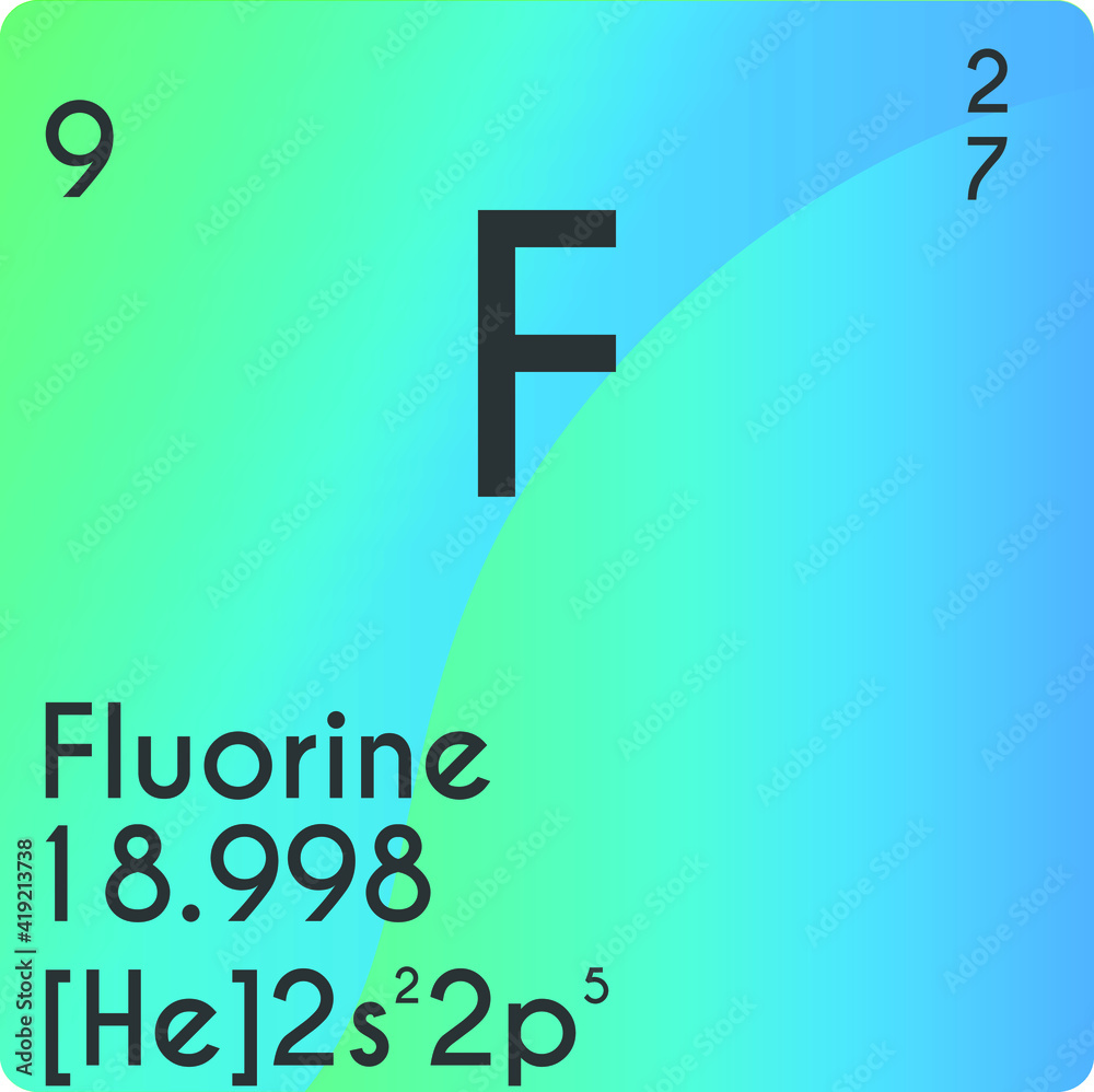 Vector de Stock Fluorine F Halogen Chemical Element vector illustration ...