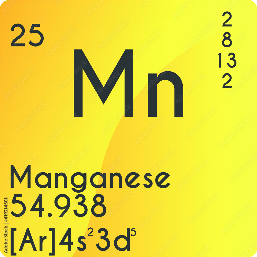 Manganese Mn Transition metal Chemical Element vector illustration ...
