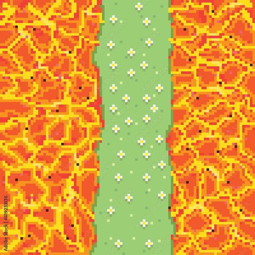 Heaven and Hell pixel art. Lava pixel art. Vector picture. Stock Vector ...