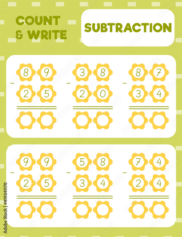 Math worksheet practice print page. Double digit subtraction. Column ...