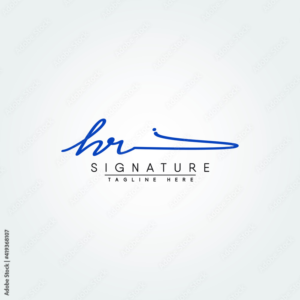Initial Letter HR Logo - Handwritten Signature Style Logo Stock Vector ...