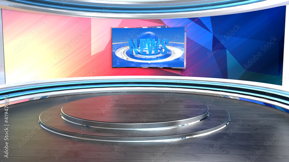 News Studio, Backdrop For TV Shows .TV On Wall.3D Virtual News Studio ...