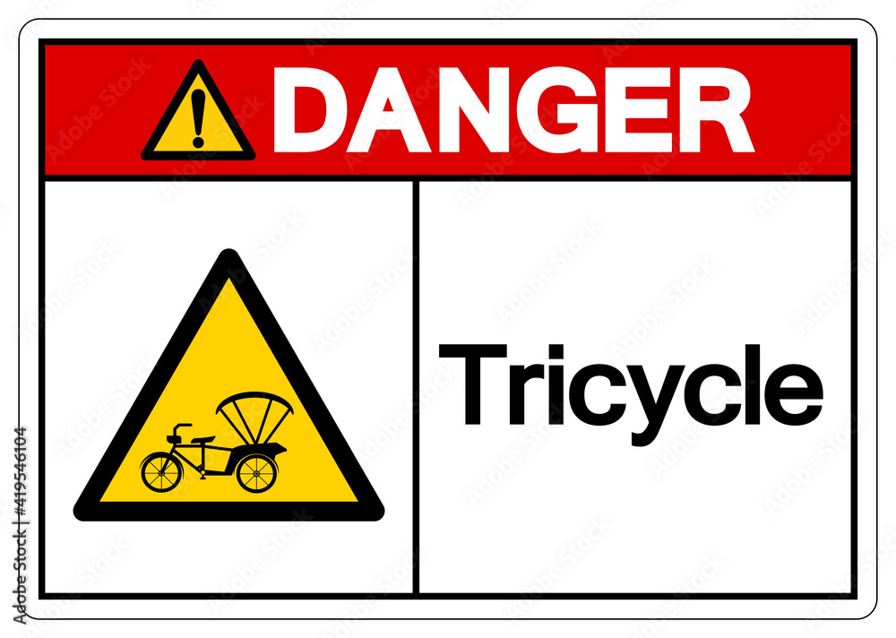Danger Tricycle Symbol Sign,Vector Illustration, Isolate On White ...