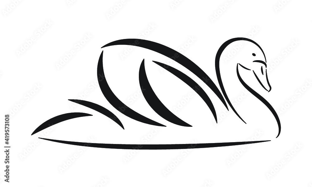 Swan vector/line art Stock Vector | Adobe Stock