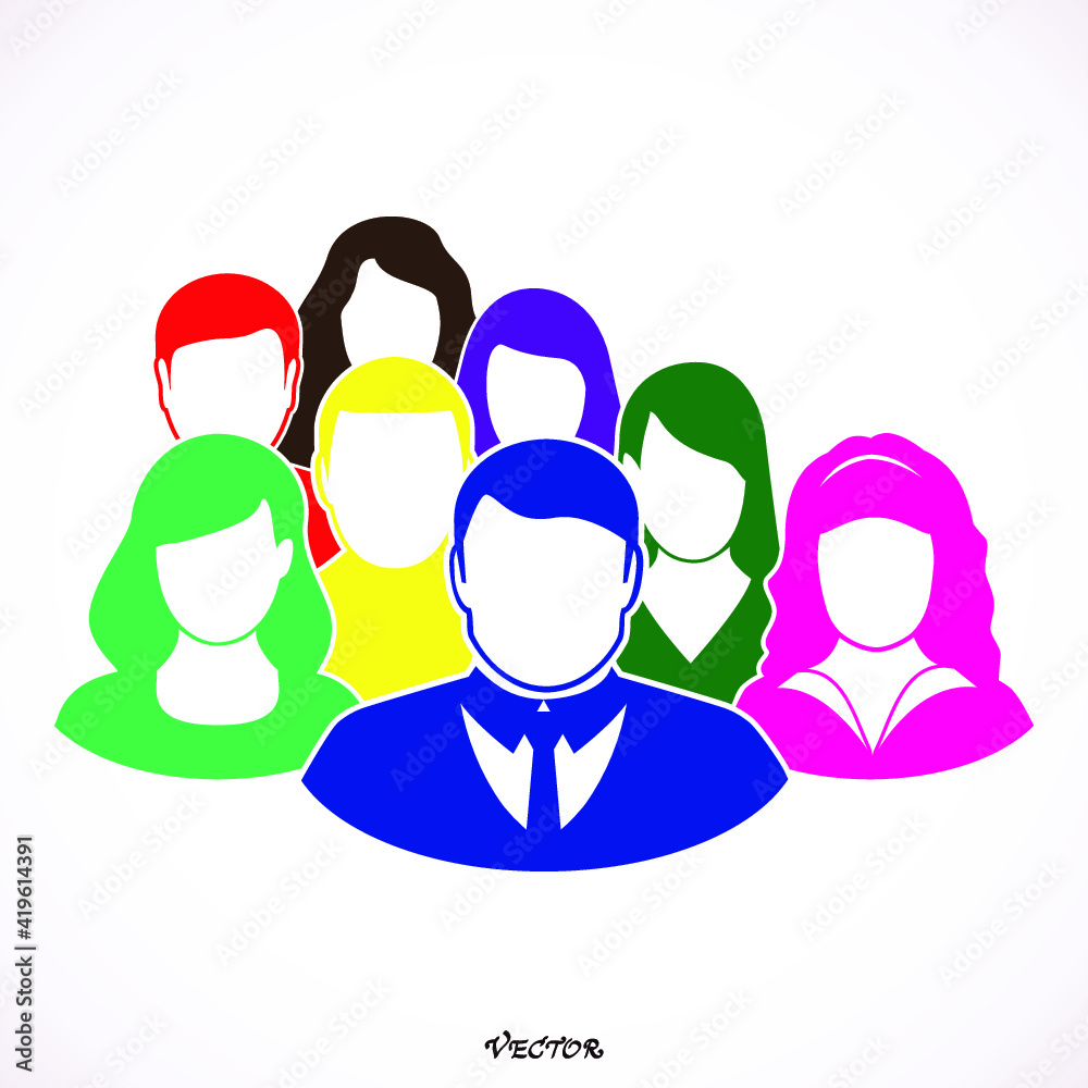 Flat modern designn of the group of business people standing together ...