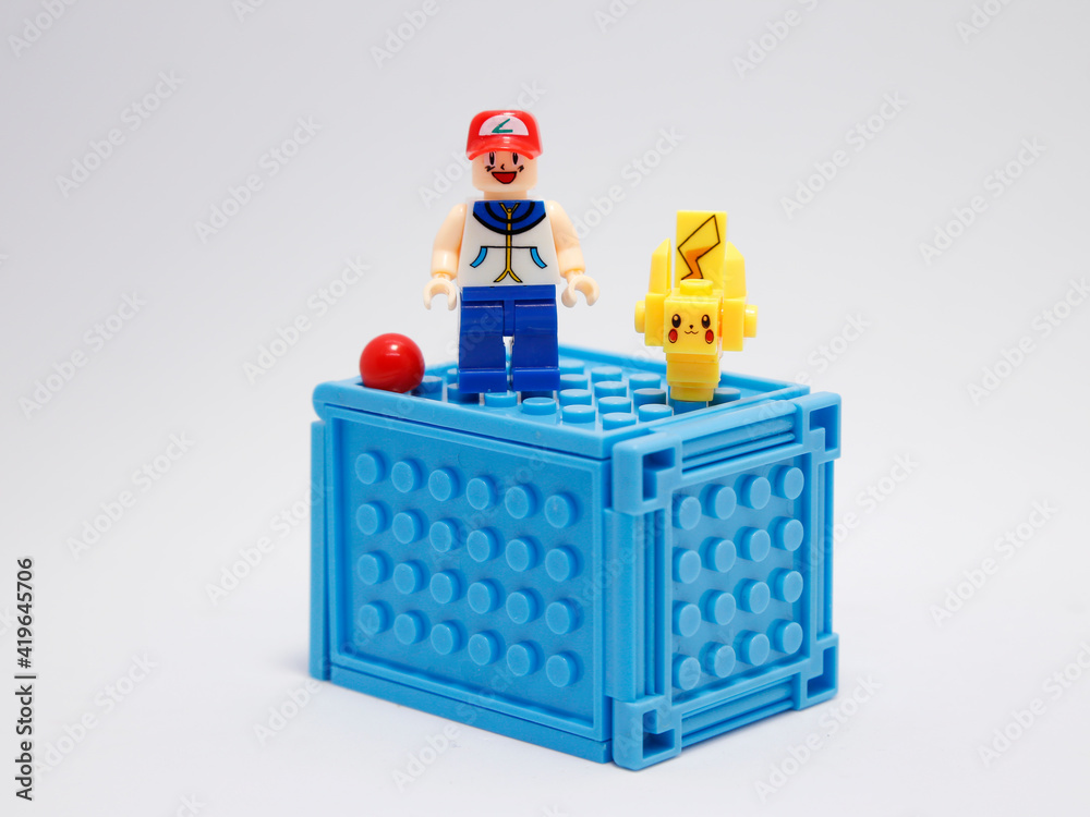 Lego figures of Pokemon. Pikachu and Ash Ketchum. Toys for children ...