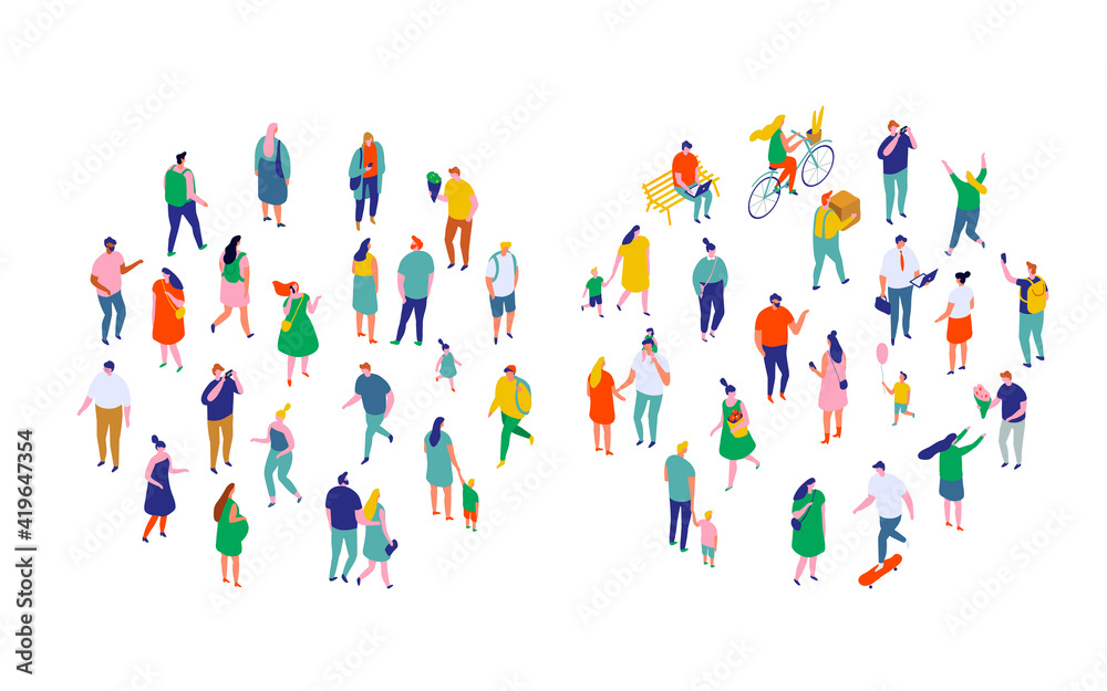 Different isometric people vector set isolated on white. Male and ...