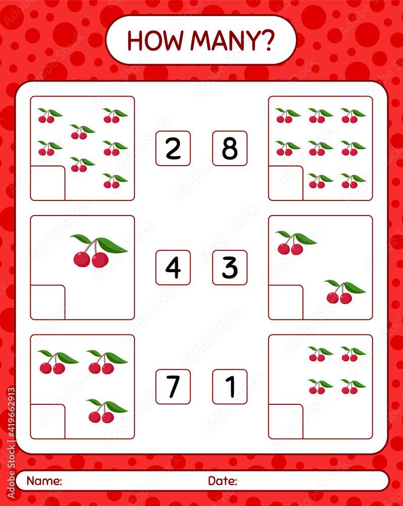 How many counting game with indian prune worksheet for preschool kids ...