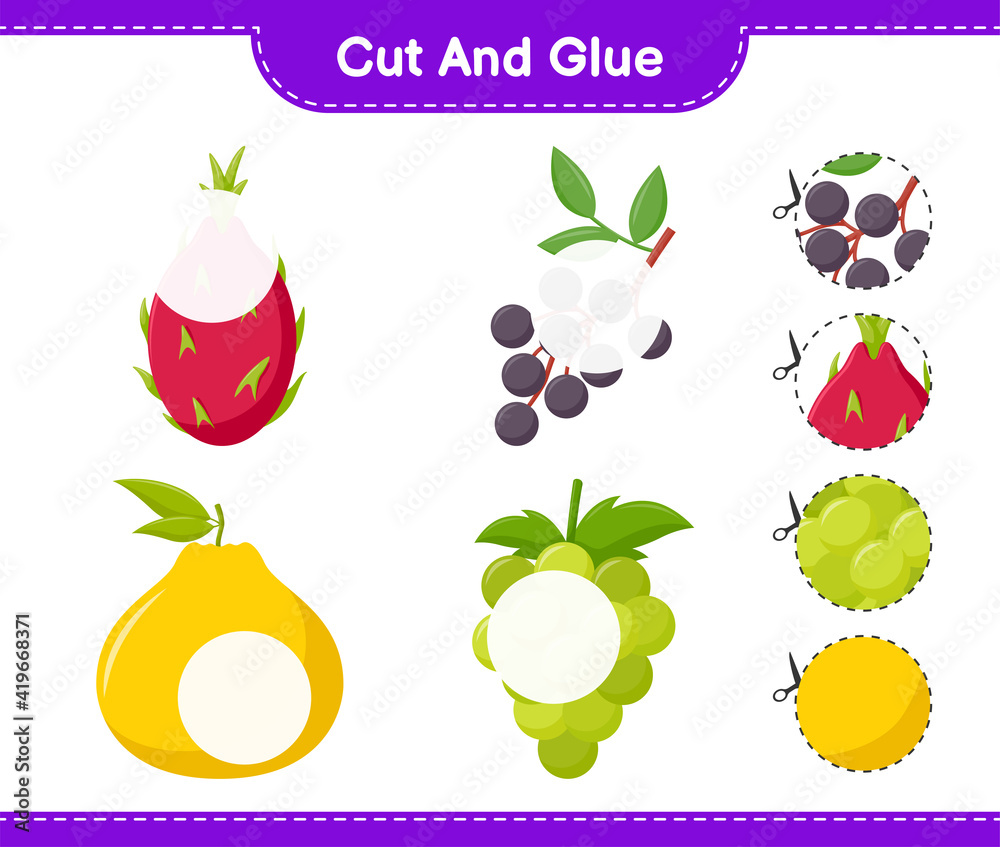 Cut and glue, cut parts of Fruits and glue them. Educational children ...