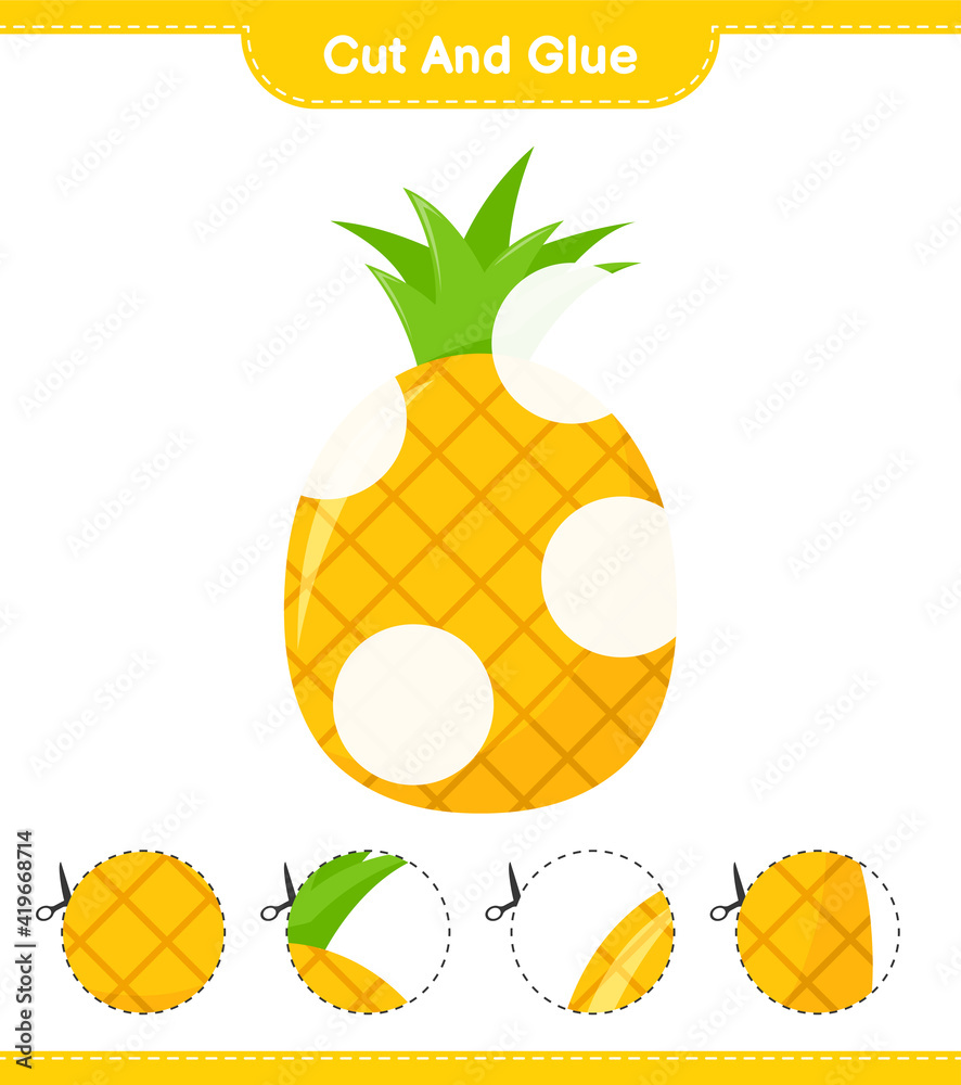 Cut and glue, cut parts of Pineapple and glue them. Educational ...