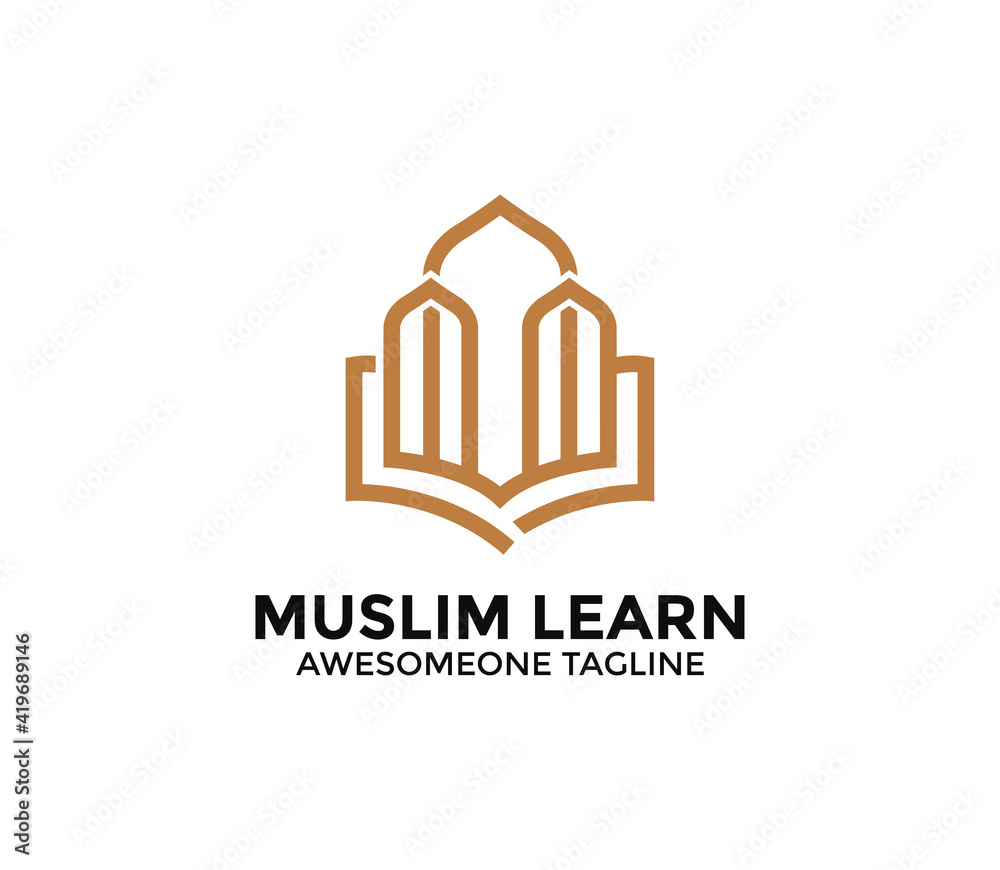 Muslim Learn logo, muslim book logo design illustration Stock Vector ...