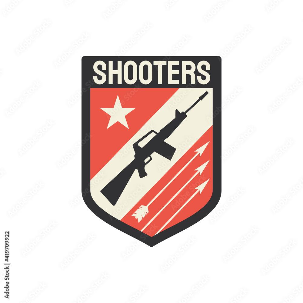 Military chevron shooters snipers gun isolated squad shield. Vector ...