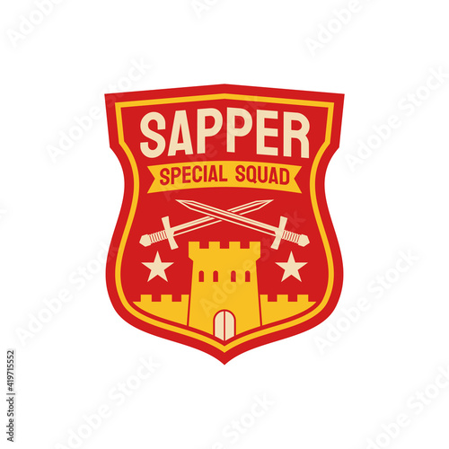 Combat engineers special division of sapper squad isolated chevron with ...