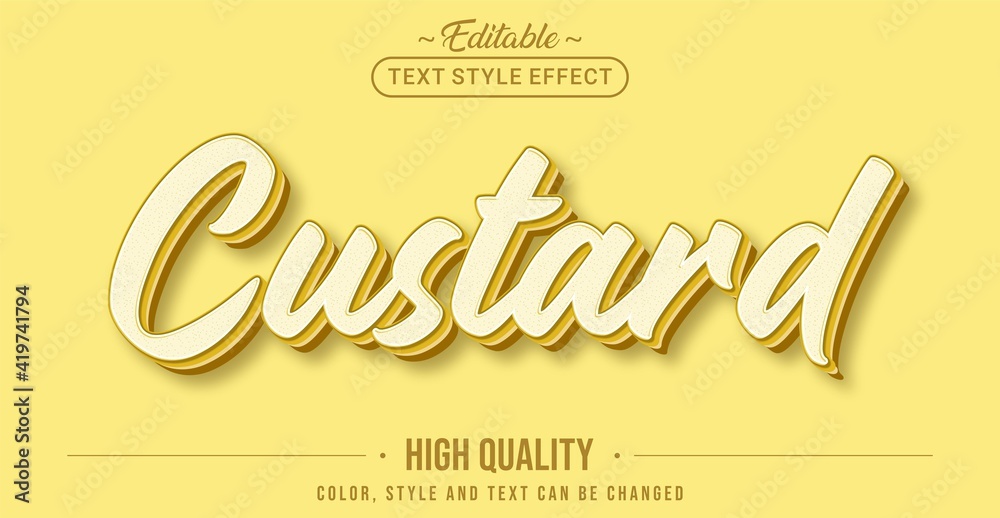Editable text style effect - Yellow Custard text style theme. Stock ...