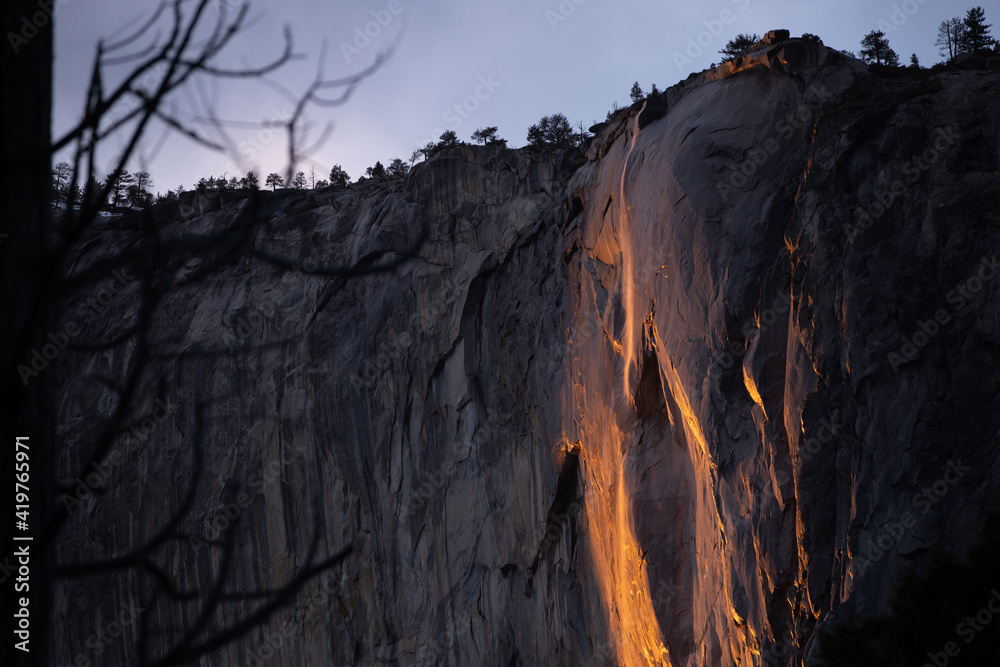 Firefall, Horse Tail Falls, El Capitan, Yosemite National Park Stock ...