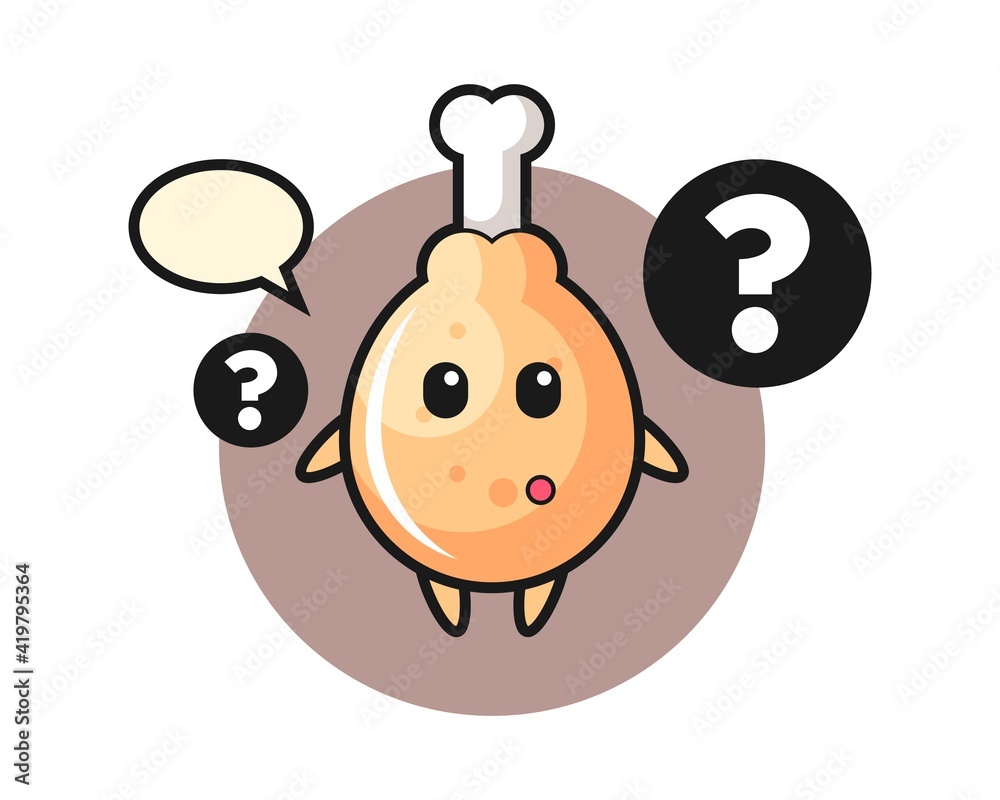 Cartoon illustration of fried chicken with the question mark Stock ...