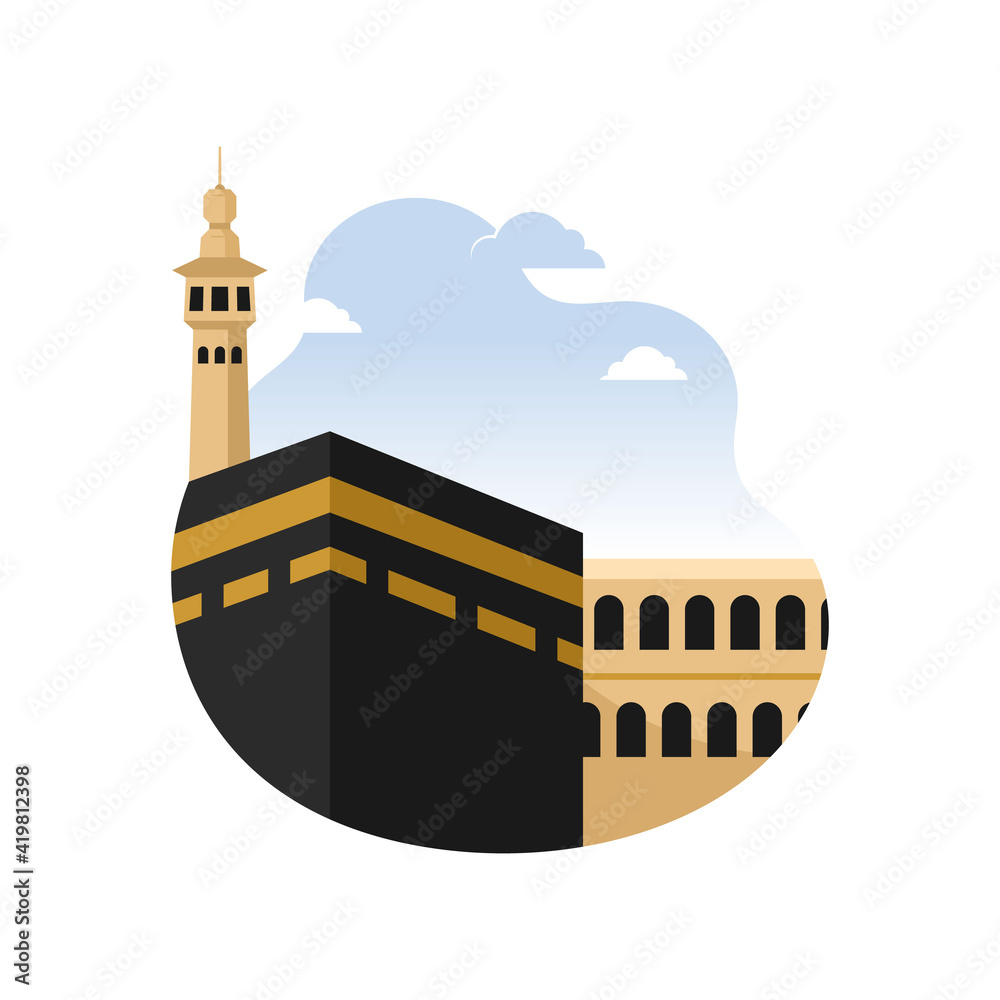 Image vectorielle Stock Islamic Holy City Mecca Kaaba Building Concept ...