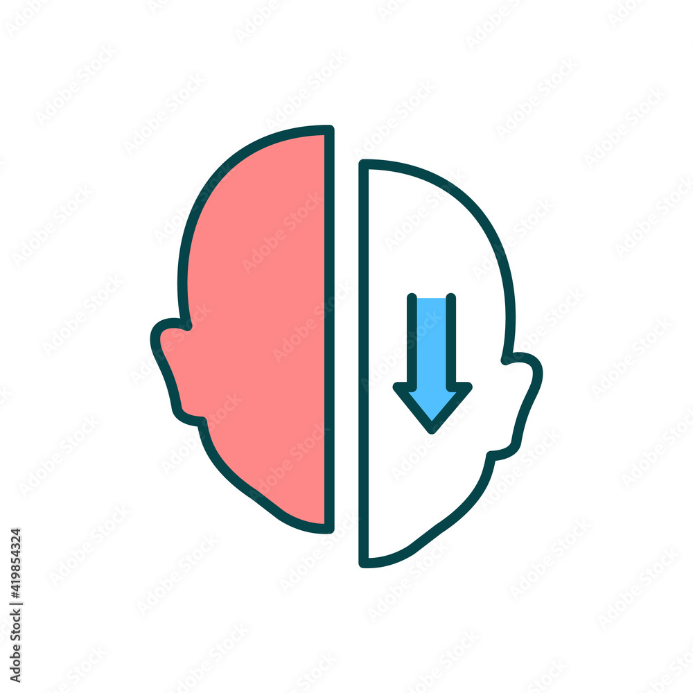 Facial droop RGB color icon. Weakness facial muscles, immune system ...