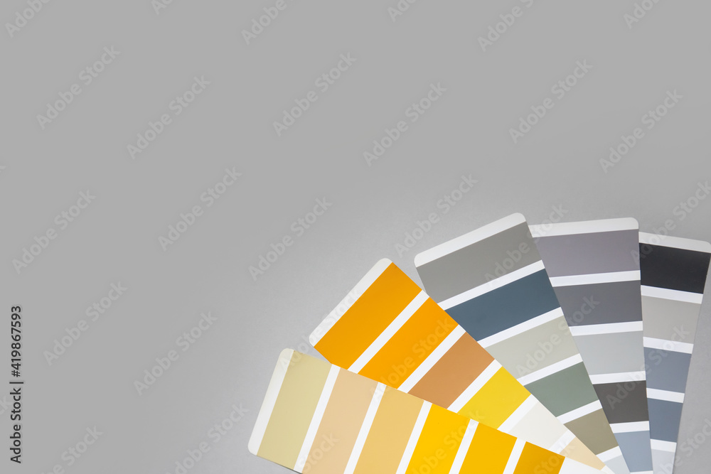 Gray and yellow color palette. Color palette with various samples ...
