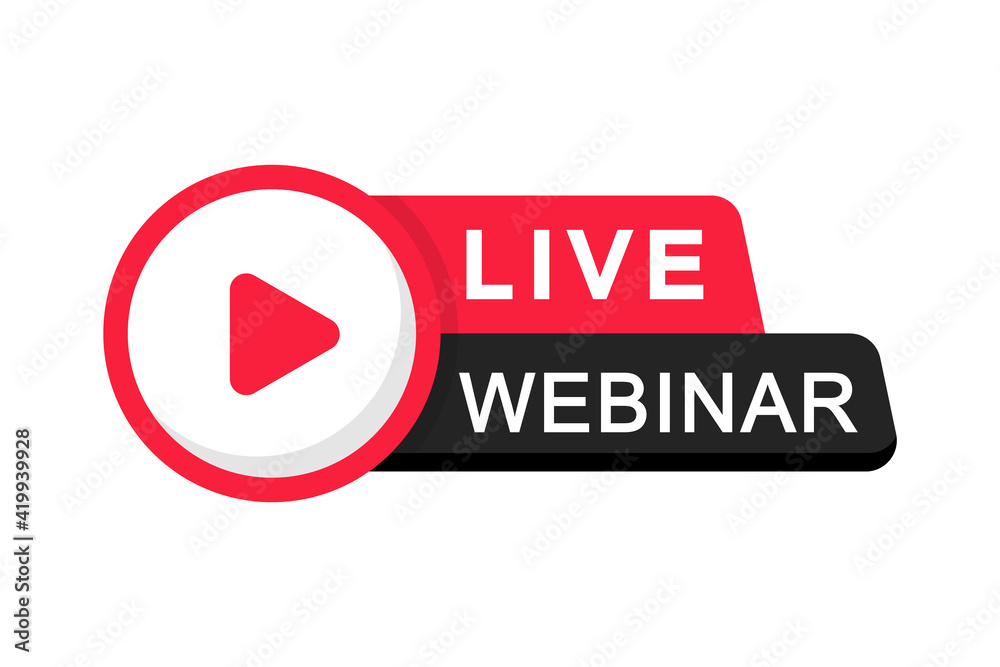 Live Webinar Button. Live stream logo. Video conference icon. Live ...