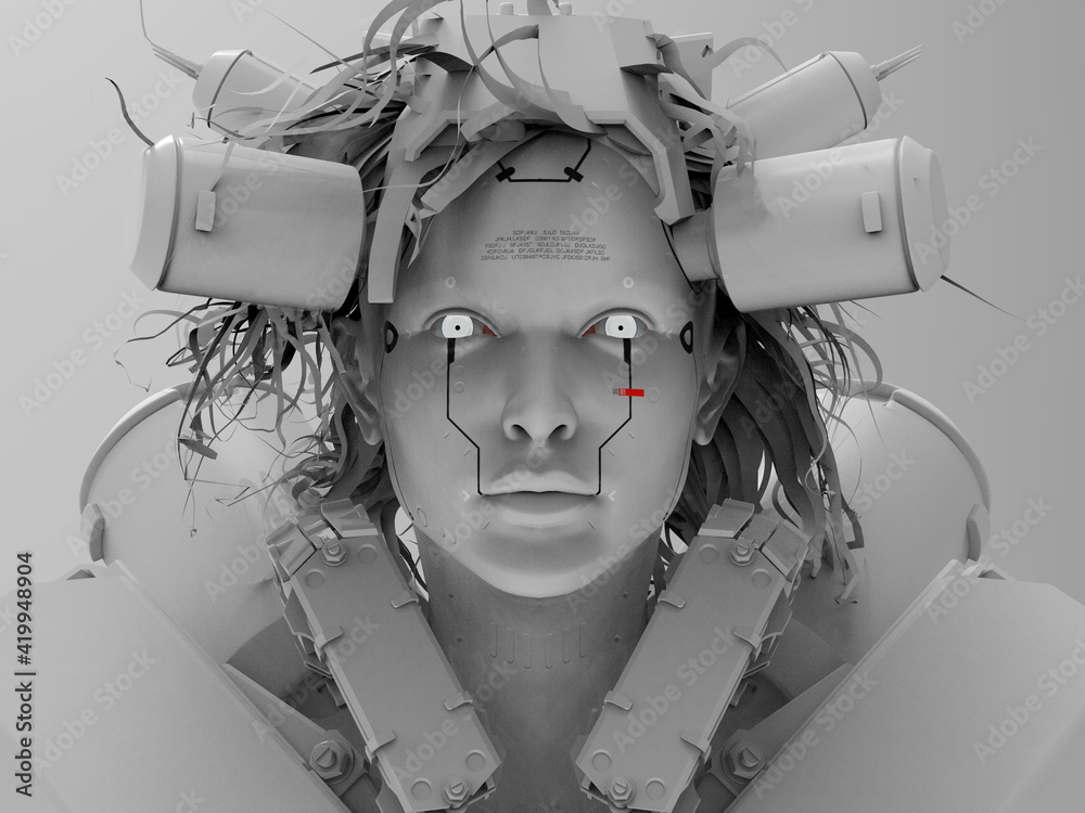 robots of the future. portrait of a robot woman close up. abstraction ...