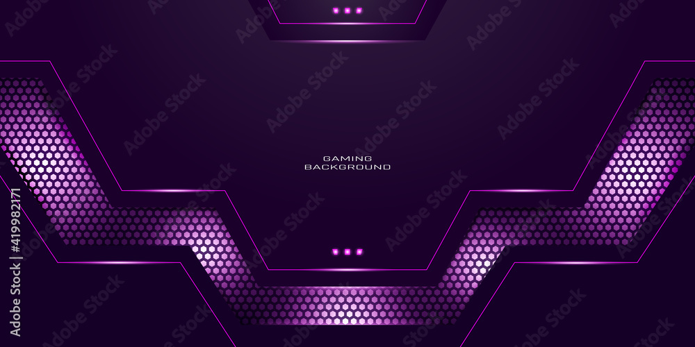 neon purple gaming background with hexagon pattern Stock Vector | Adobe ...