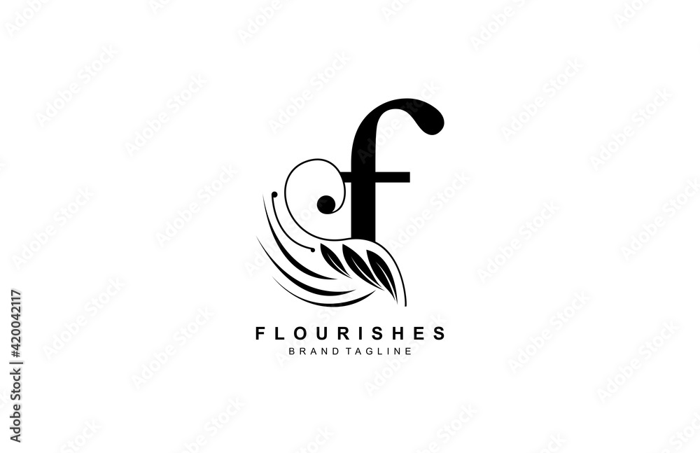 Lowercase Letter F Linked Beauty Flourish Logo Design Concept Stock ...