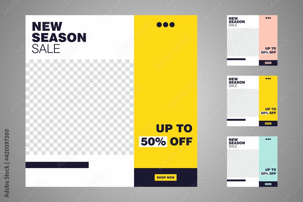 New set of editable minimal banner templates. Suitable for social media ...