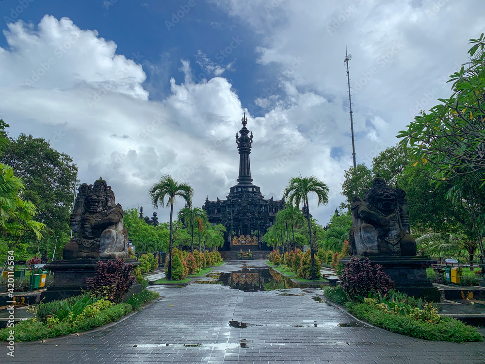 The entrance to landmarks belonging to the city of Denpasar, Bali. Bell ...