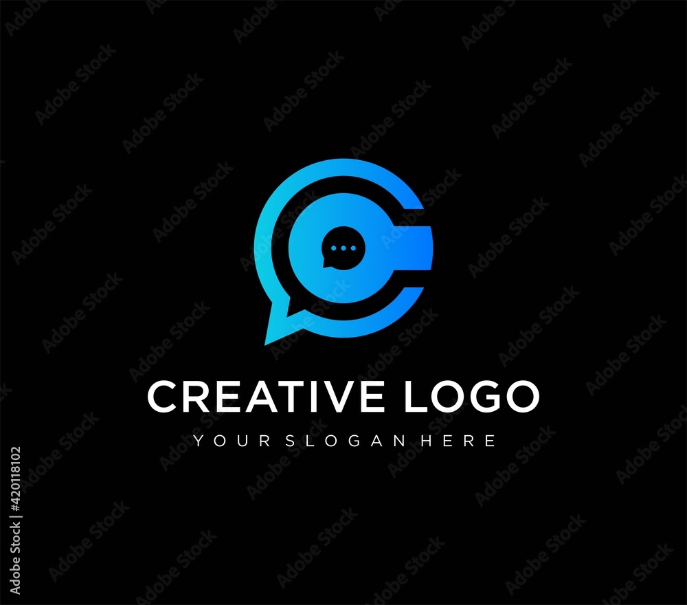 Letter C line logo design.Creative minimal linear monogram symbol ...