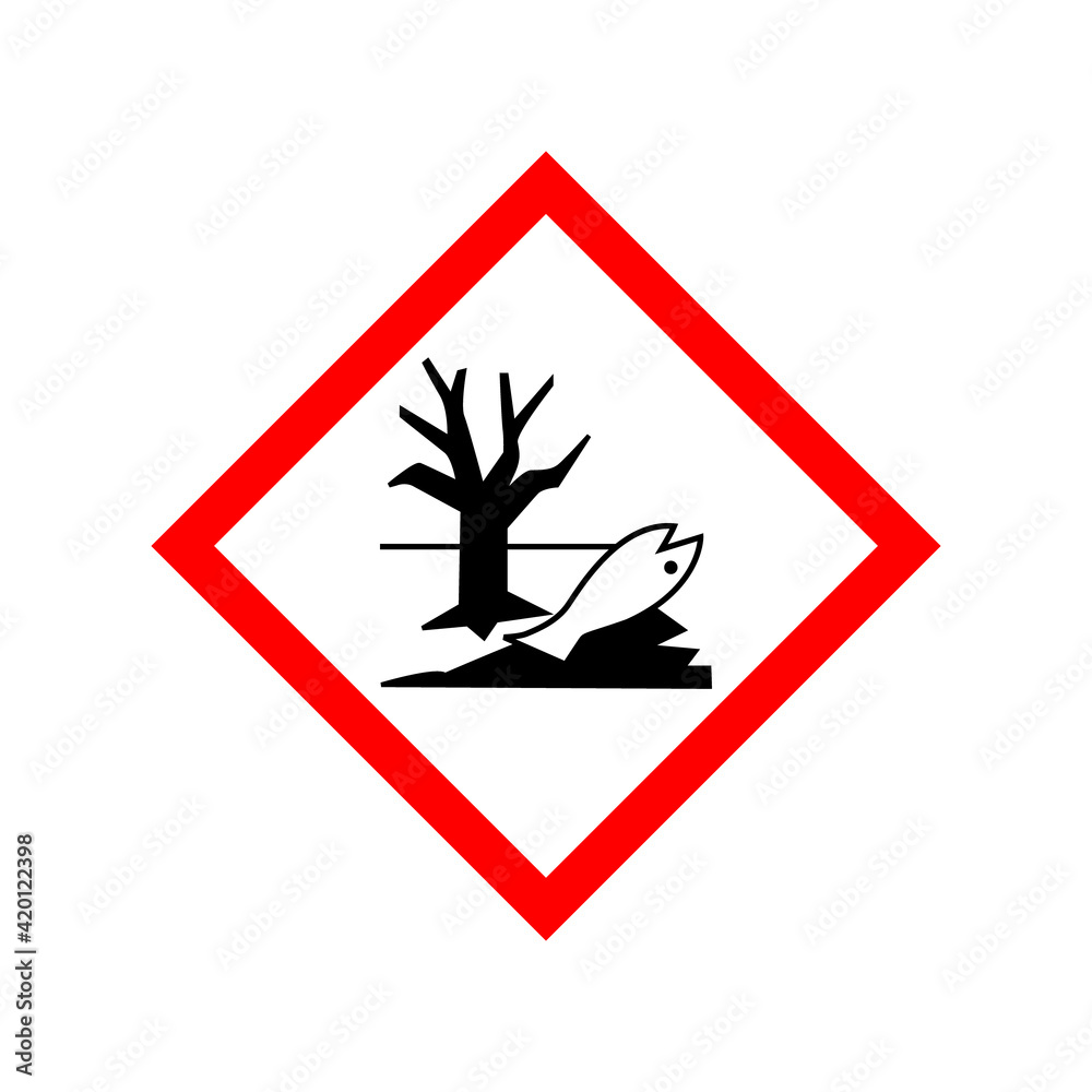 Dangerous for the environment warning sign. Vector illustration of red ...