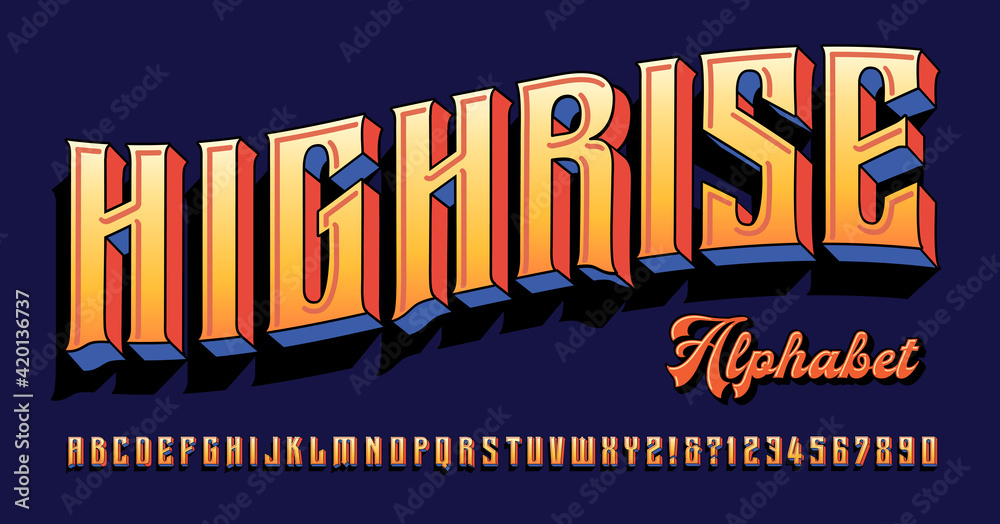 Highrise is a tall condensed font with old world detailing and vivid ...