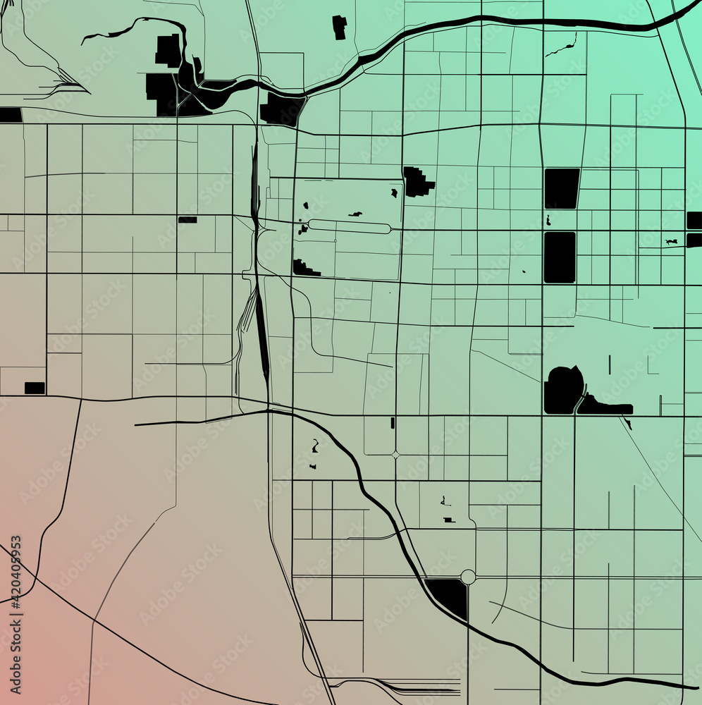 Anyang, Henan, China (CHN) - Urban vector city map with parks, rail and ...