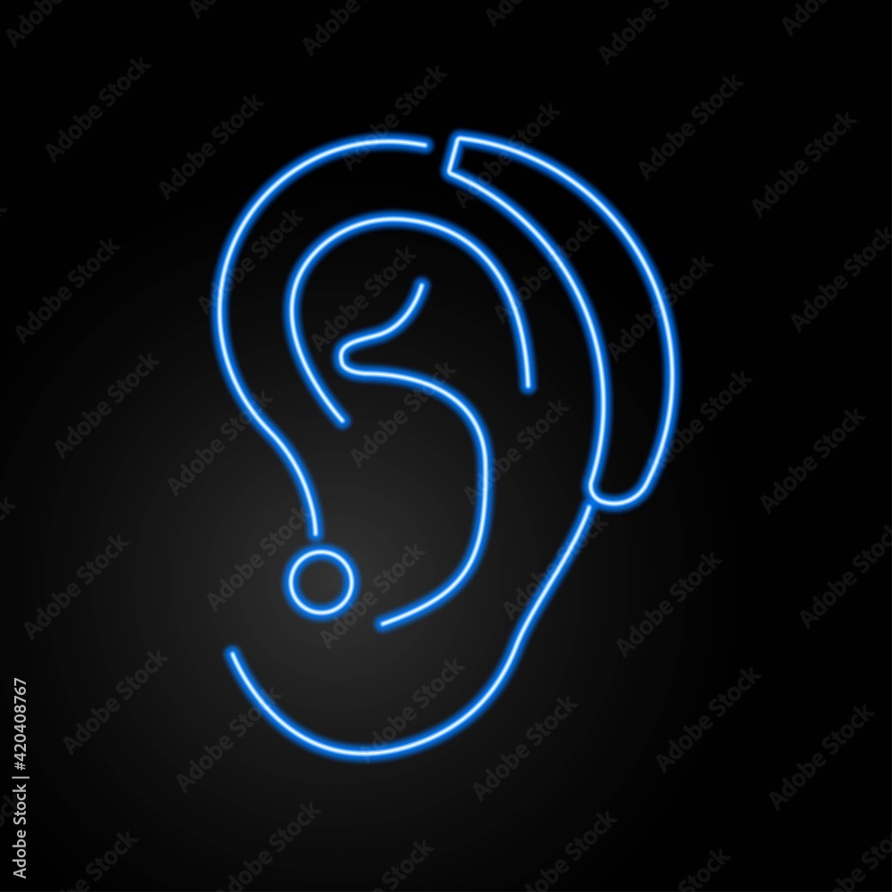 Hearing amplifier neon sign, modern glowing banner design, colorful ...