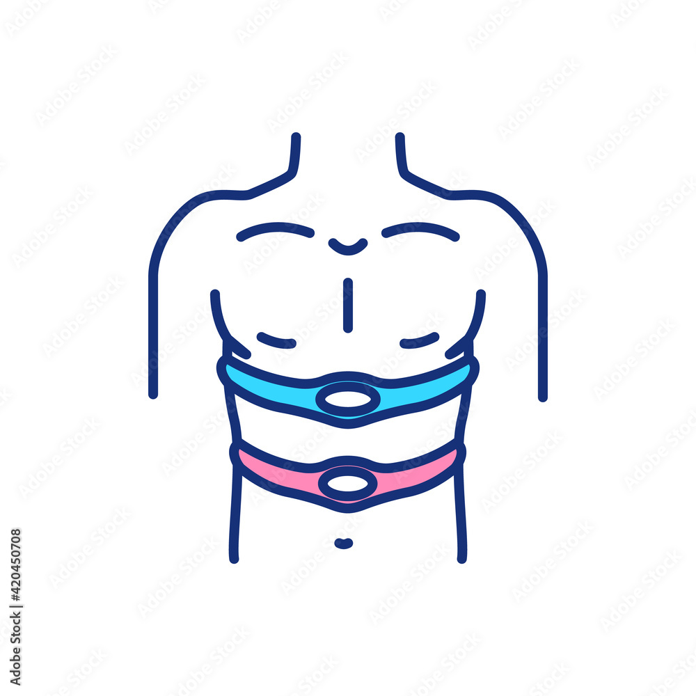 Sleep study RGB color icon. Polysomnography. Measuring heart rate ...