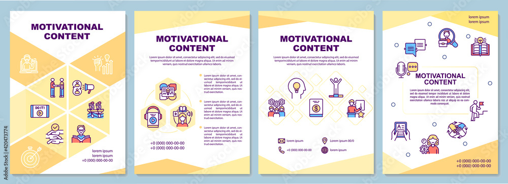 Motivational content brochure template. Motivation making people goal ...