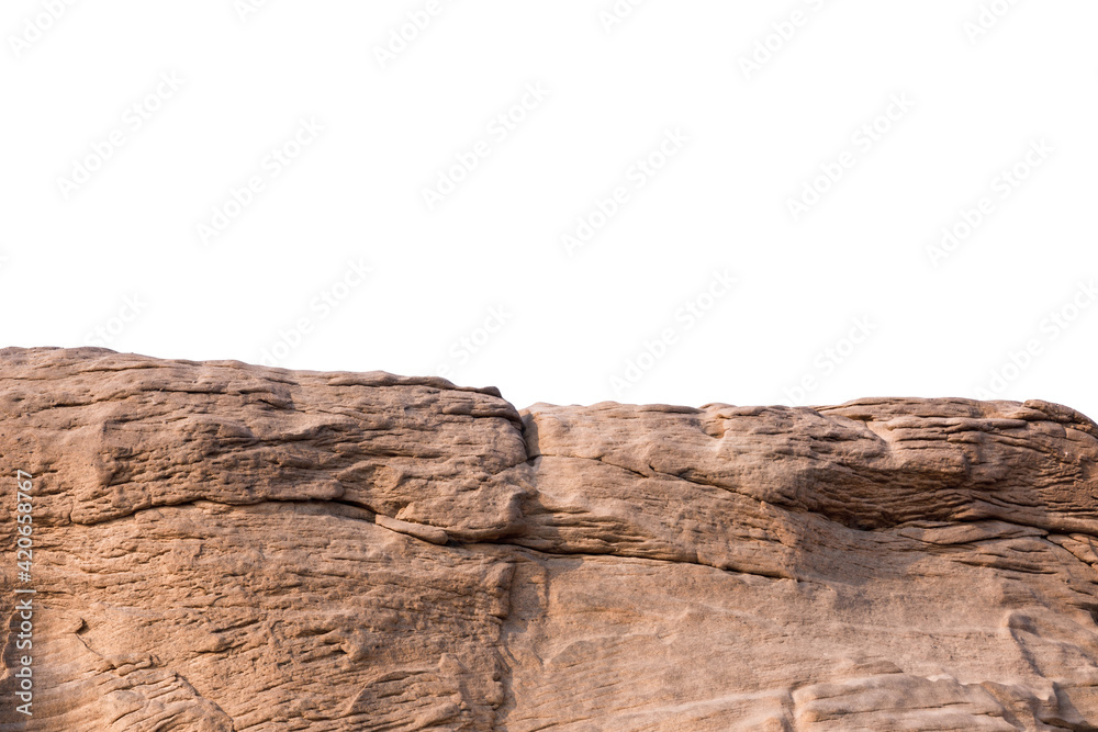 Cliff stone located part of the mountain rock isolated on white ...