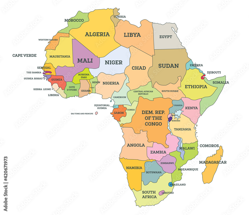 Map Of Africa Showing All The Countries