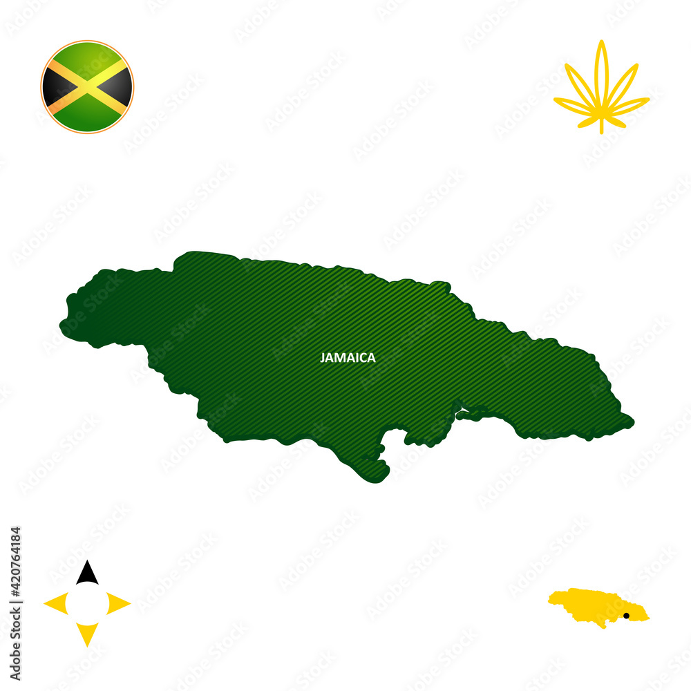 simple outline map of jamaica Stock Vector | Adobe Stock