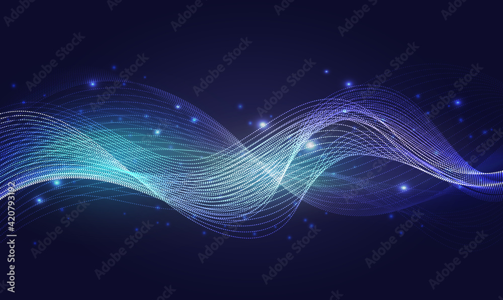 Luminous neon blue waves, abstract light shine effect vector ...
