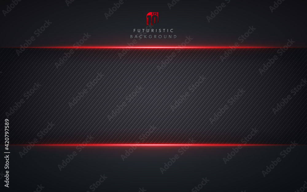 Abstract template technology style metallic red shiny color black frame ...