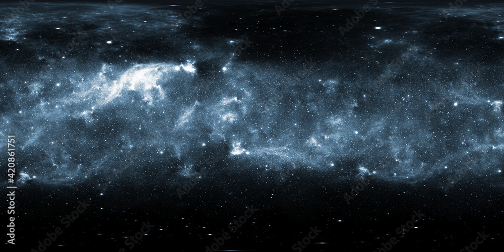 360 degree equirectangular projection space background with nebula and ...