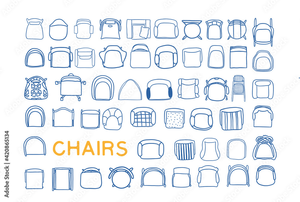 interior design floor plan chair armchairs collection. cad symbols. top ...
