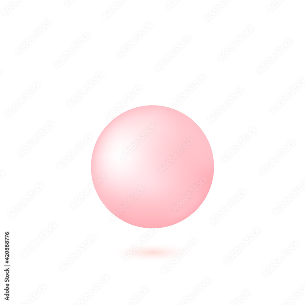 Elegant 3d pink pearl. Festive design element on transparent background ...